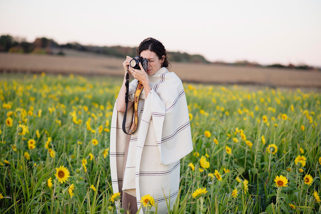 Hand Loomed Cotton Offset Stripe Cape
